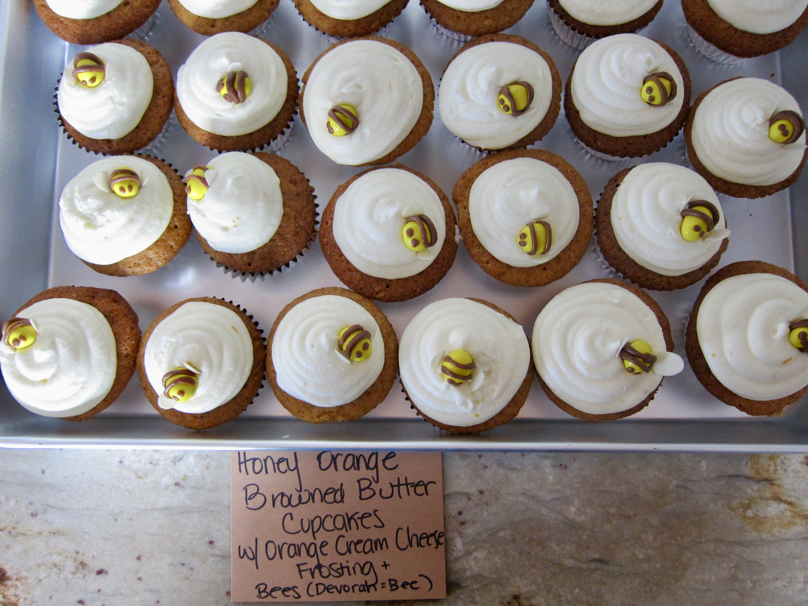 Orange Honey Browned Butter “Bee” Cupcakes | Figsinmybelly